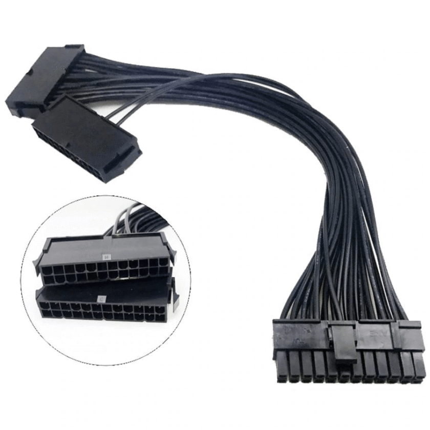 Buy Power Supply 24 pin Joiner ATX Motherboard Connector Cable Dual PSU ...