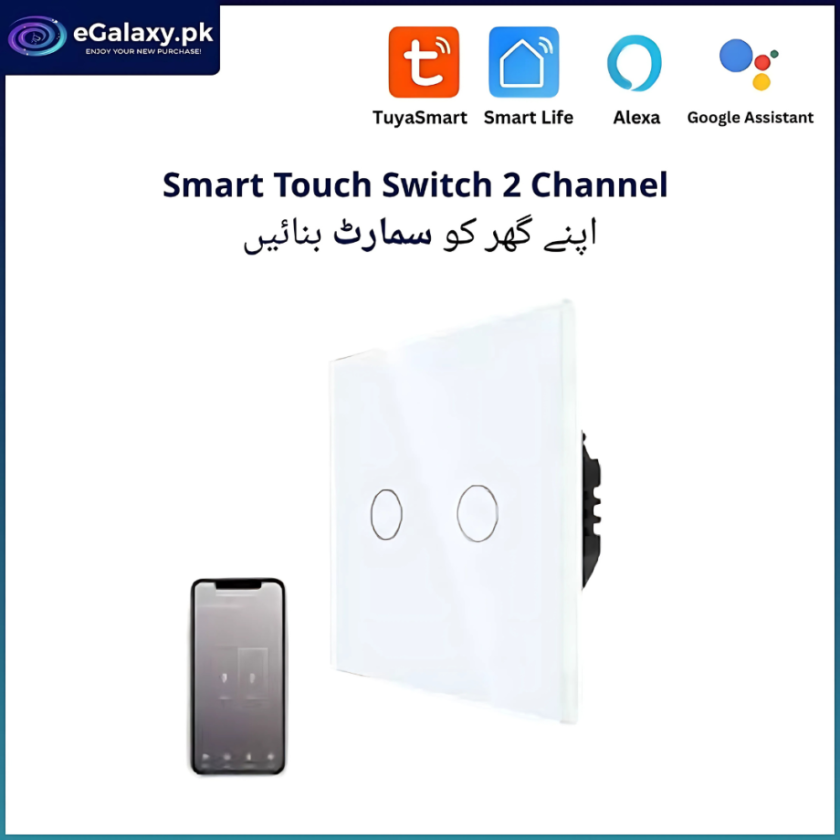 2 Gang Touch Panel WiFi Wall Switch – Elegant Glass Design, Alexa ...